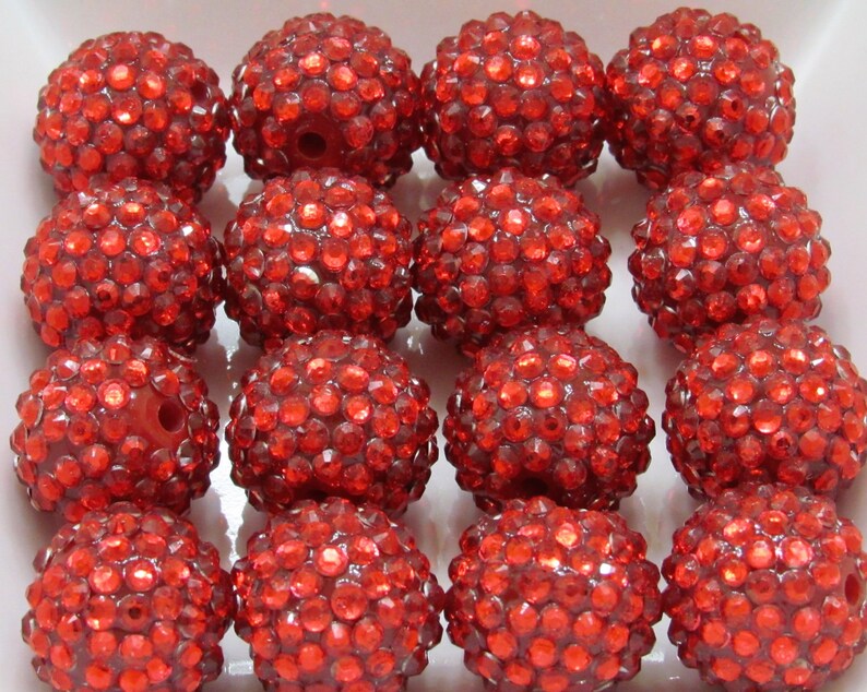 20mm Red Rhinestone Beads Chunky Bubblegum Beads Chunky Bead | Etsy