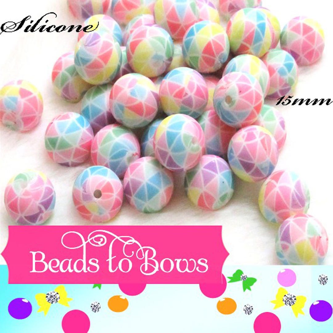 15mm Kalideoscope Silicone Beads, Colorful Baby Teething Beads, Beads ...