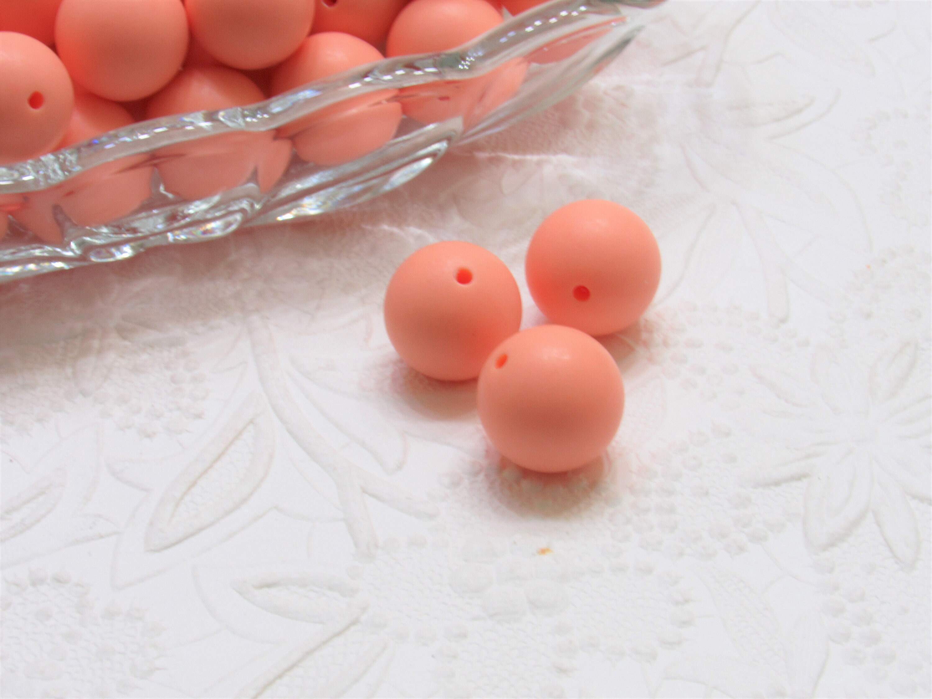 New 20mm Peach Matte Satin Finish Beads Peach Bubblegum | Etsy