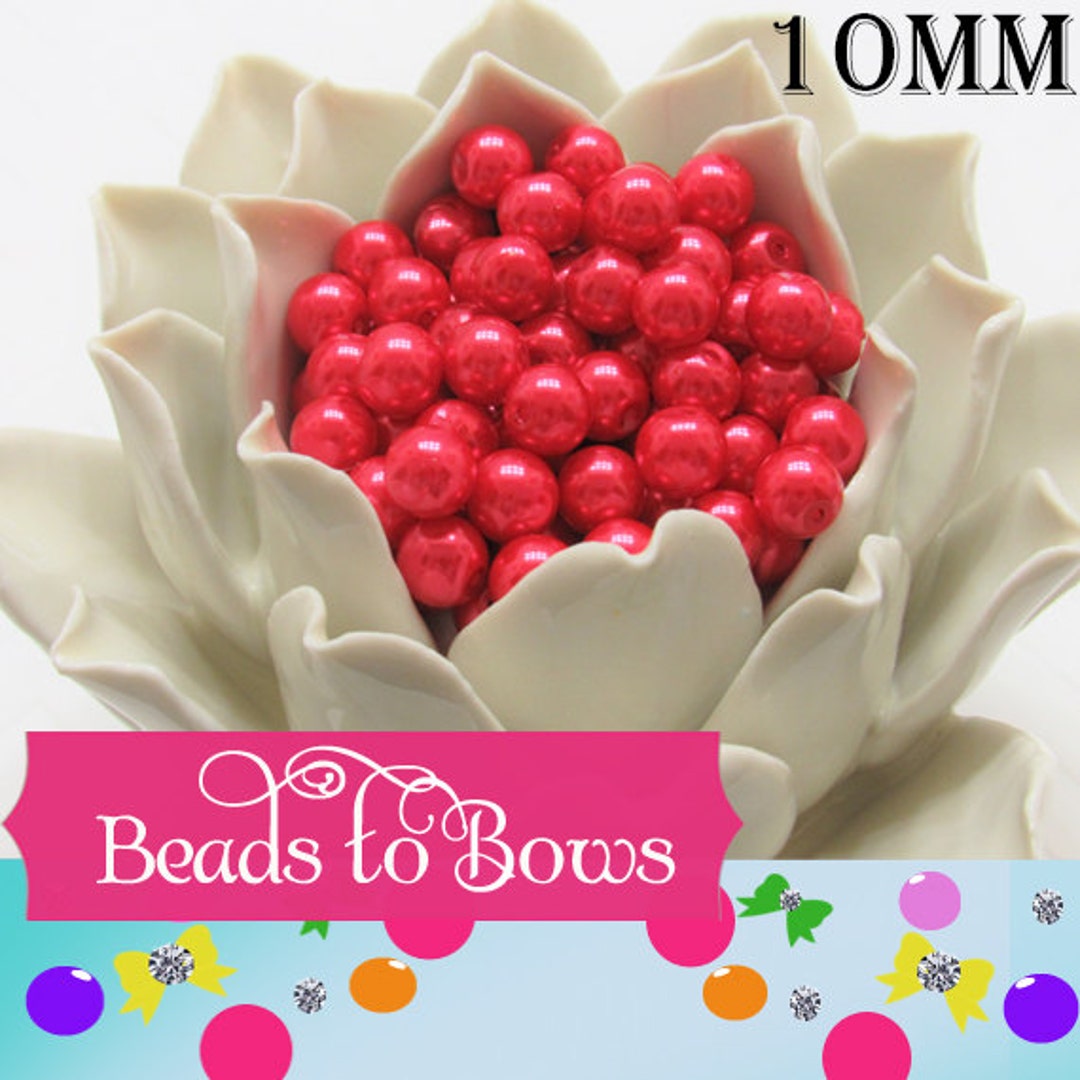 10mm Glass Pearls Poppy Red Pearls Bubblegum Pearls Chunky - Etsy