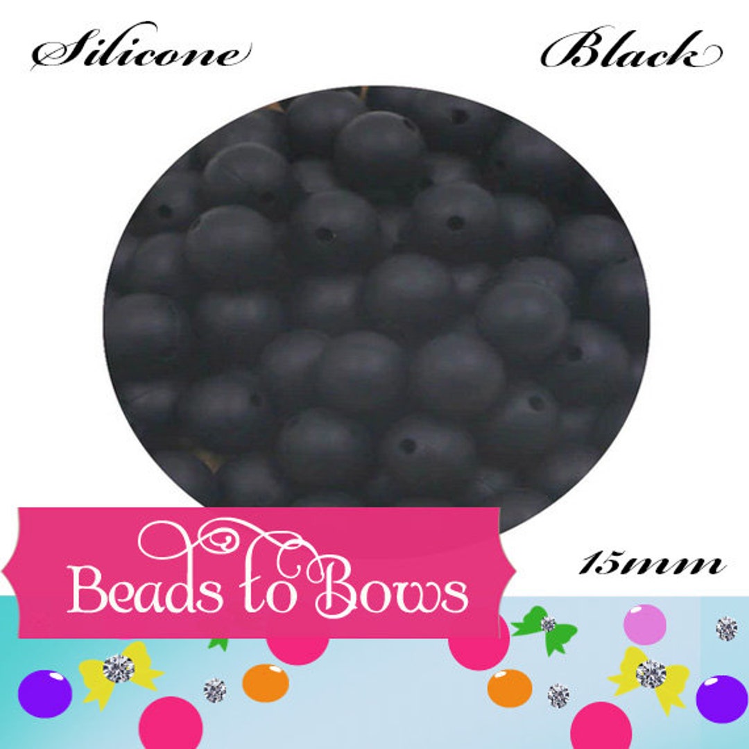 15mm Black Silicone Bead, Teething Silicone Beads, Beadable Pen ...