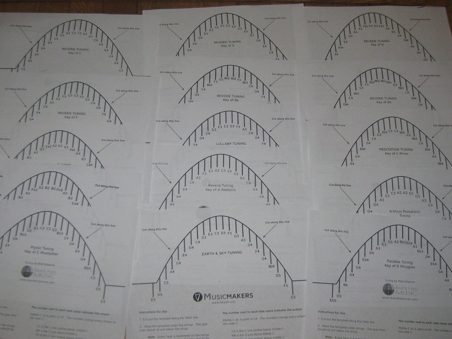 15 Tuning Sheets for Revrie Harp by Music Makers - Etsy