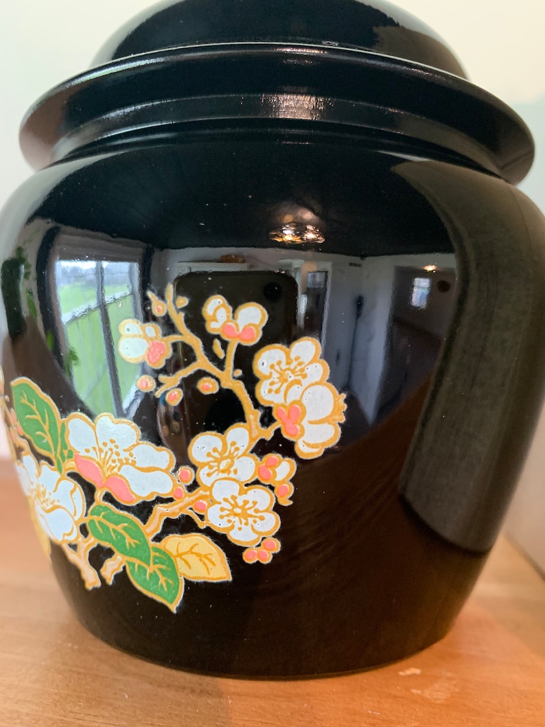 Vintage Avon Black Ginger Jar, With Lid, Floral Design - Etsy
