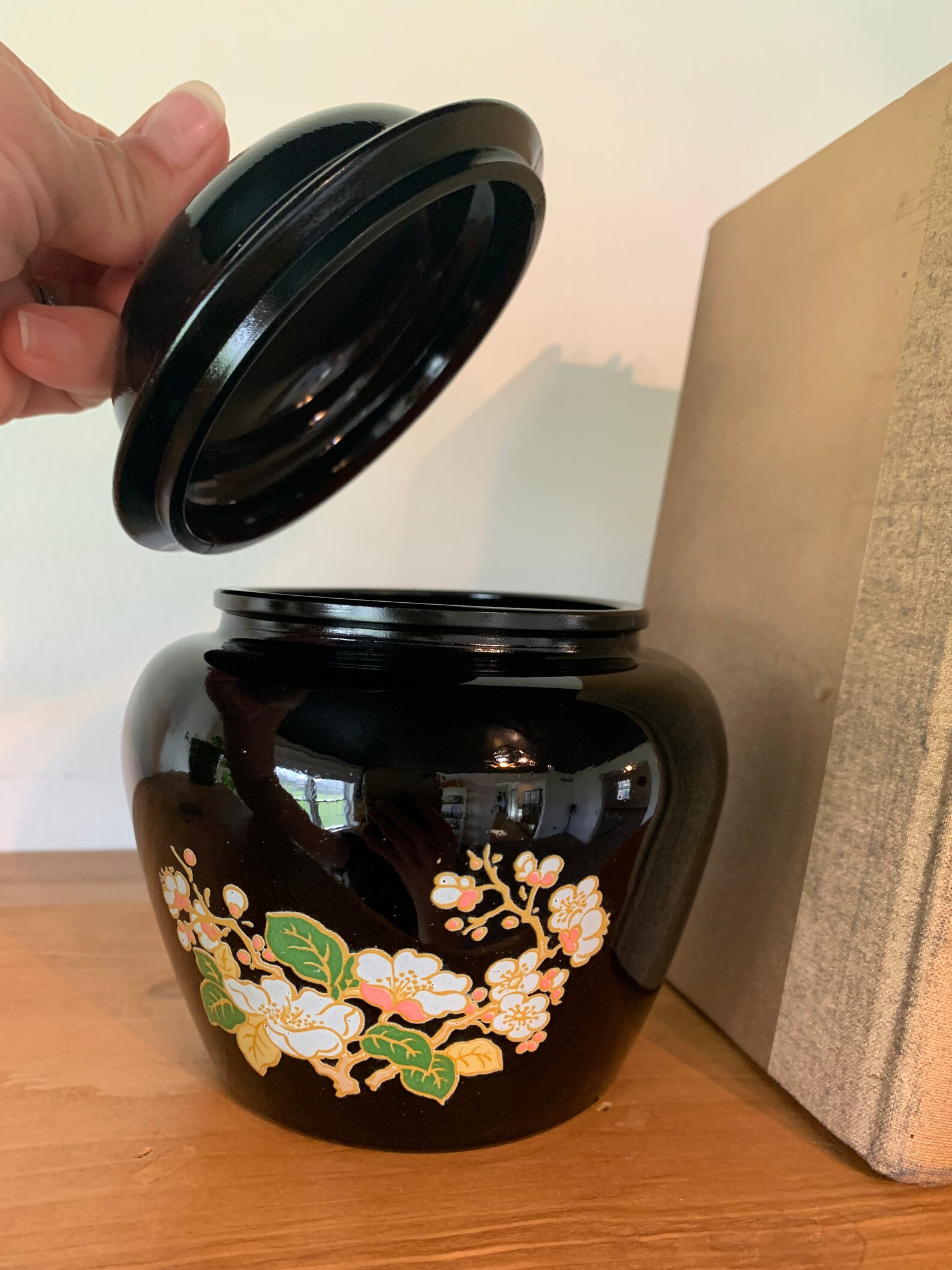 Vintage Avon Black Ginger Jar, With Lid, Floral Design - Etsy