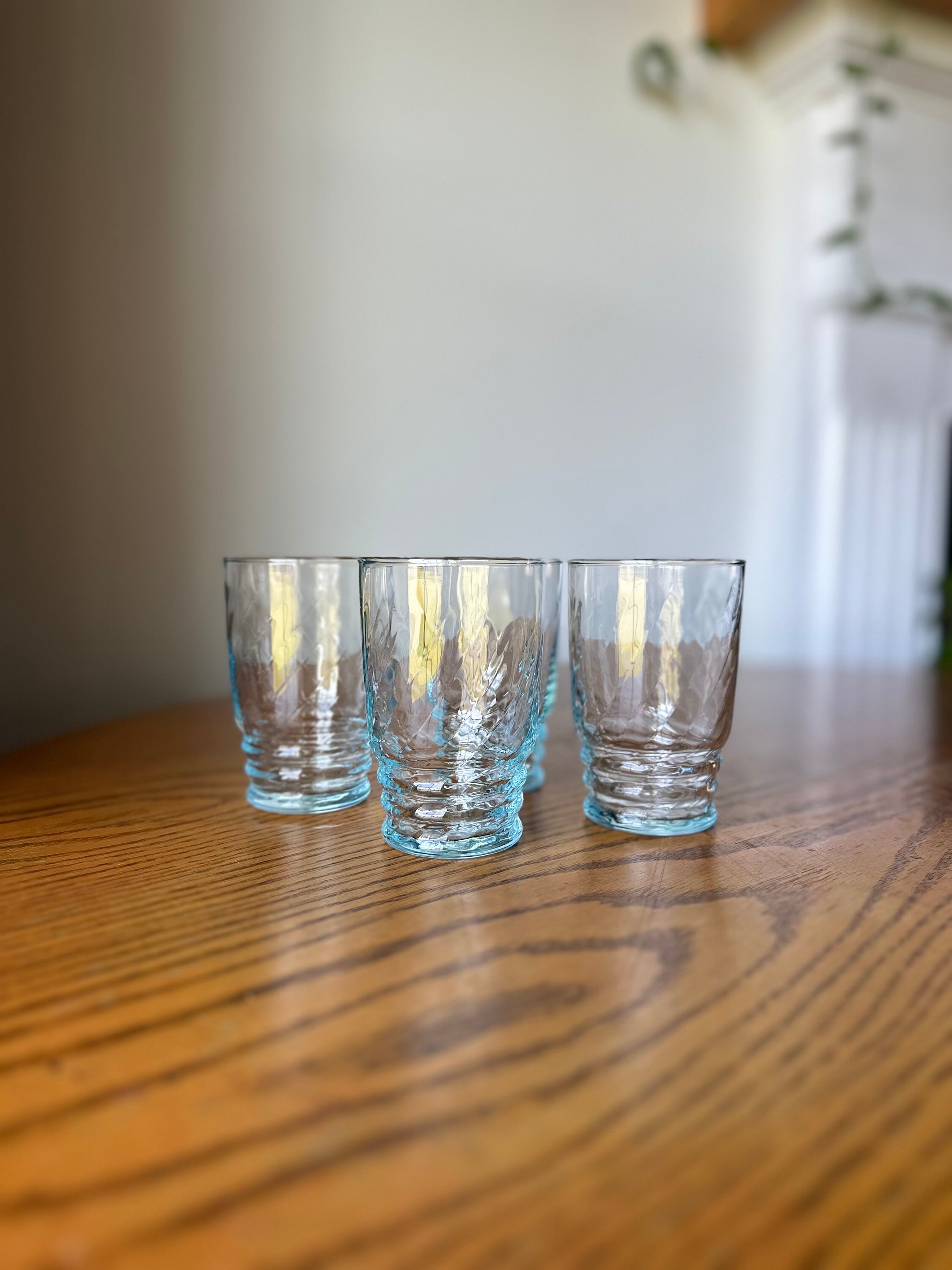 MCM Glass Tumblers, Libbey Aqua Blue Optic Swirl - Etsy