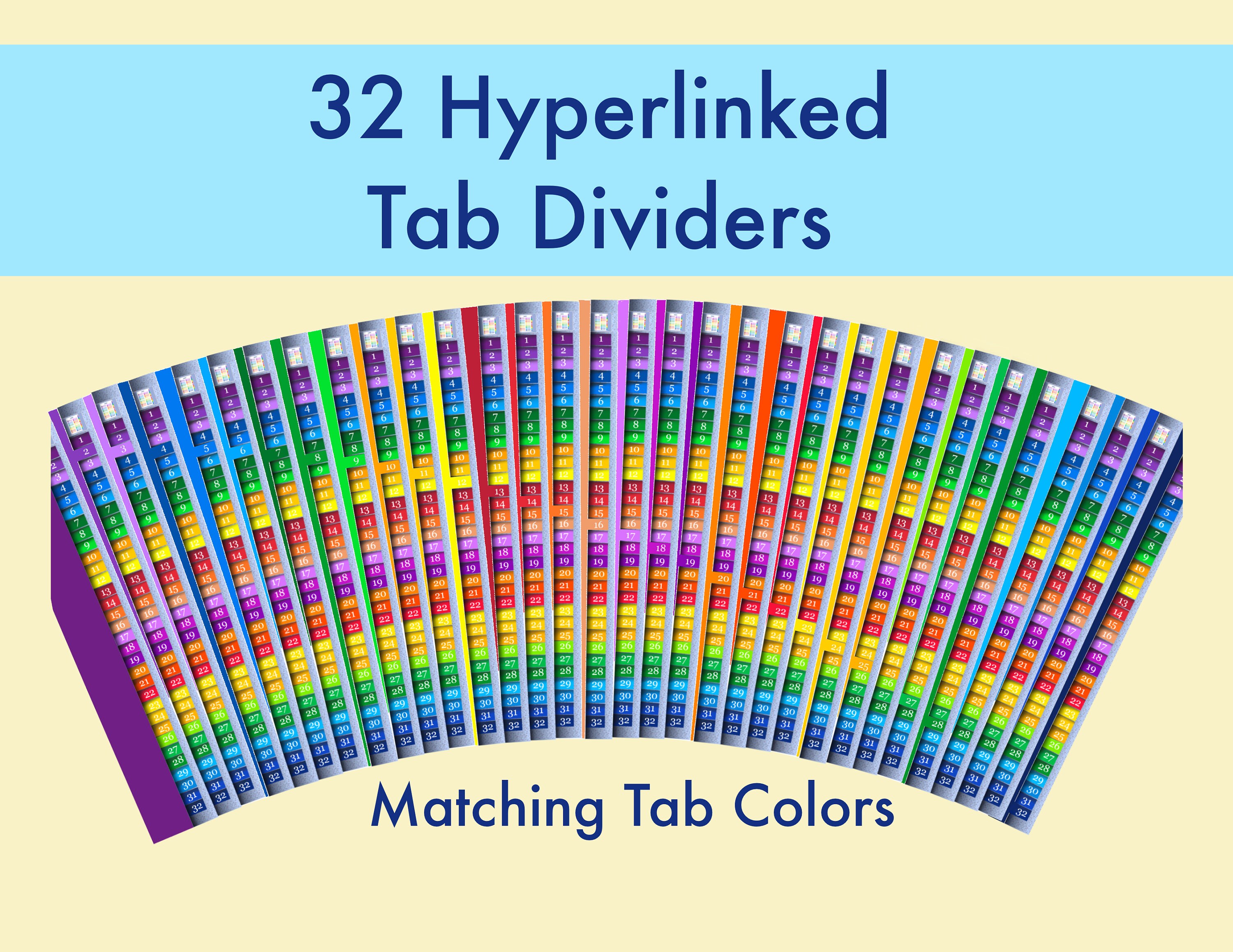 32 Tab Dividers, Digital Tabbed Page Dividers for Goodnotes, Notability ...