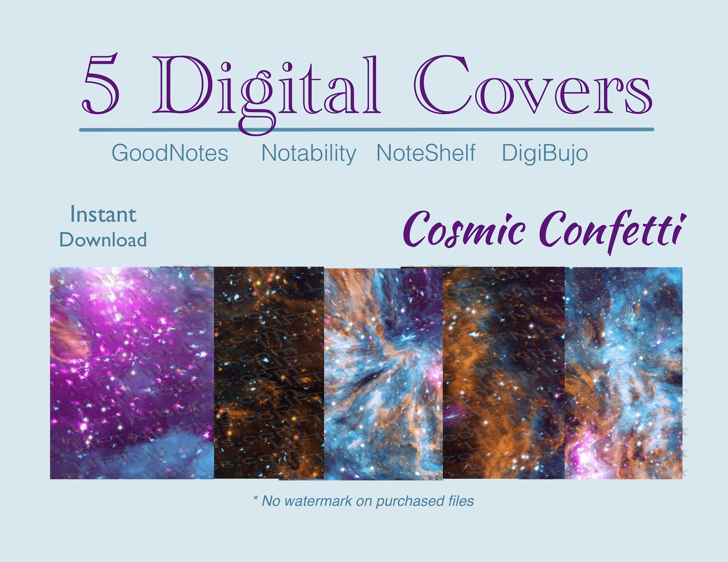 5 Digital Planner Covers, Digital Covers for Goodnotes, Digital Covers ...