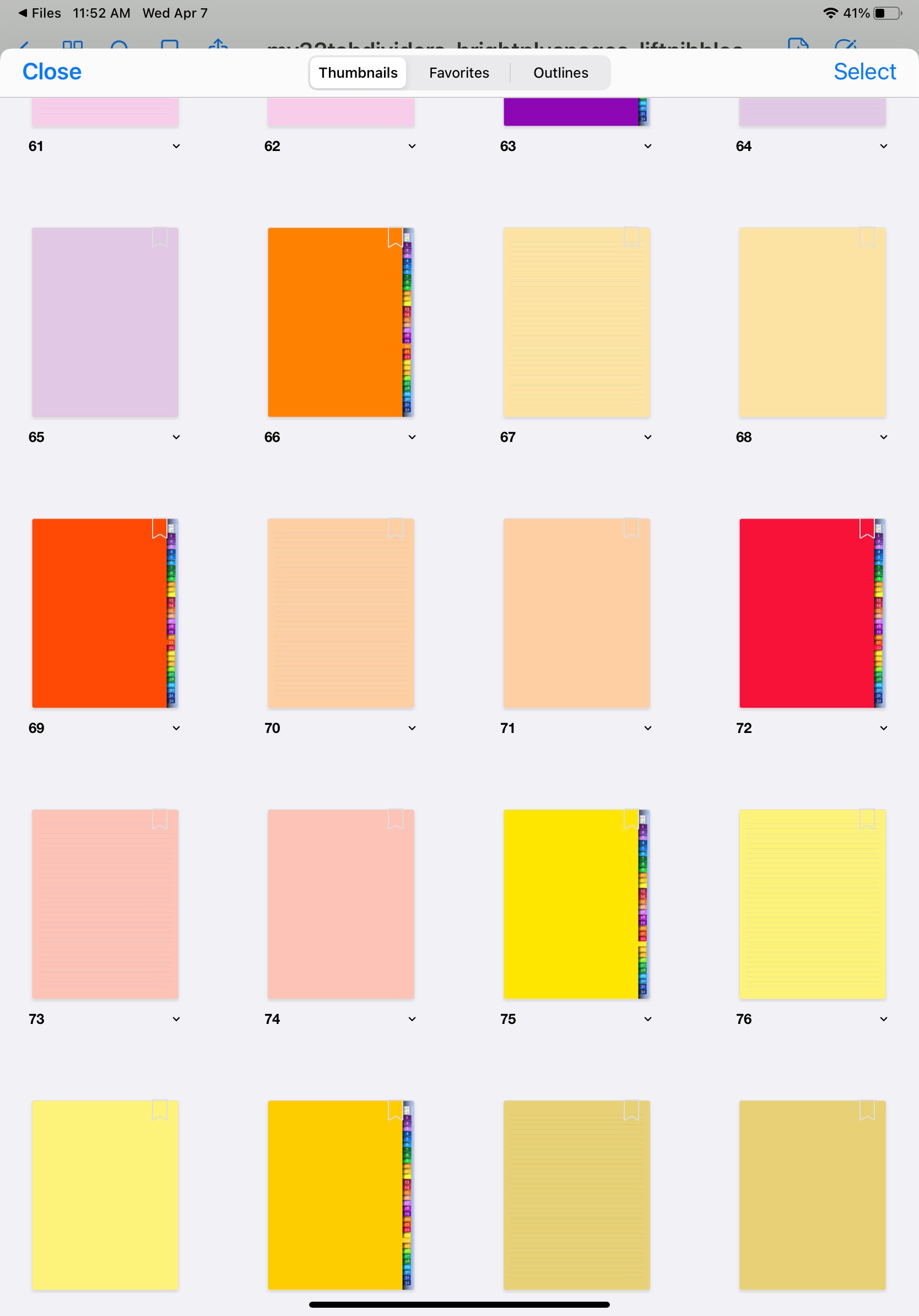 32 Tab Dividers, Matching Pastel Writing Pages, Digital Tabbed Page ...