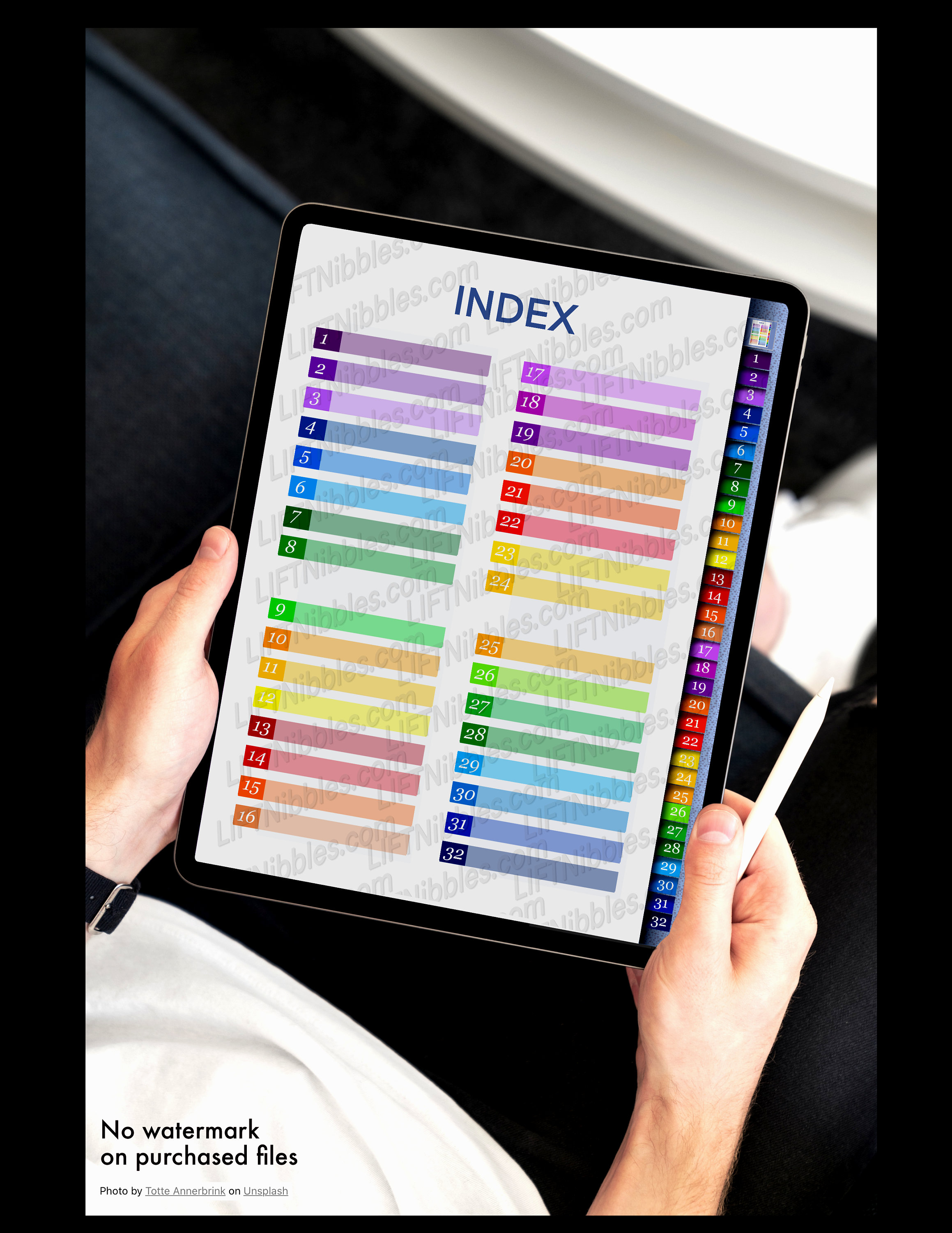 32 Tab Dividers, Matching Pastel Writing Pages, Digital Tabbed Page ...