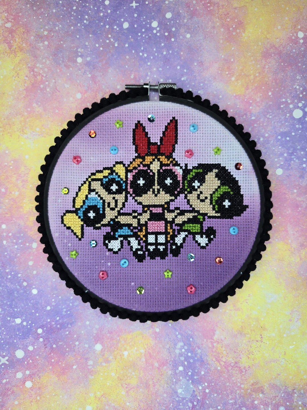PPG Powerpuff Girls Cross Stitch in 6" Hoop - Etsy