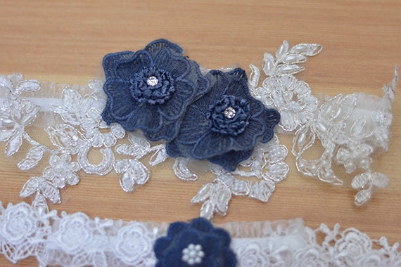 Navy Blue Bridal Garter Wedding Garter Bride Garter Lace | Etsy