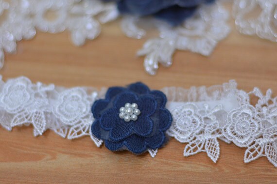 Navy Blue Bridal Garter Wedding Garter Bride Garter Lace | Etsy