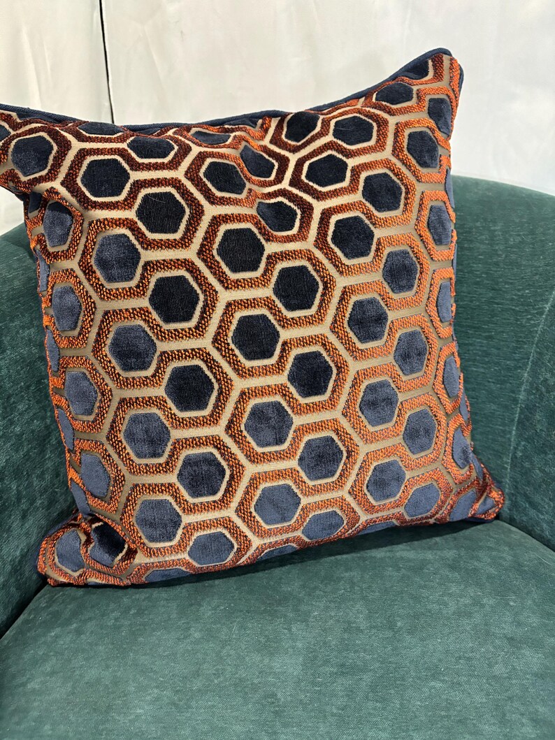Blue and Brown Hexagon Pattern Pillow Cover 20x20 - Etsy