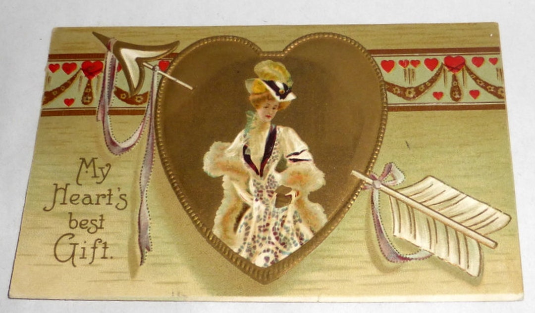 Antique 1909 Germany Lovers Romantic Postcard My Heart's - Etsy