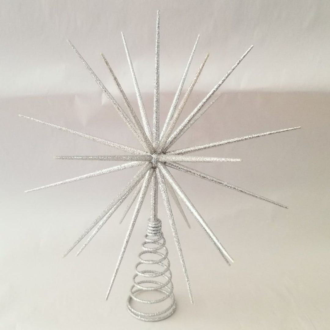 Retro 1960s Sputnik Atomic Age 13.5 Glitter Silver Xmas Tree Topper - Etsy