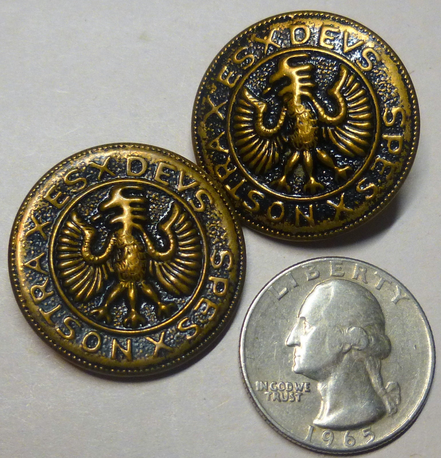 2 Vintage Metal Buttons Es Devs Spes Nostra God is Our Hope - Etsy