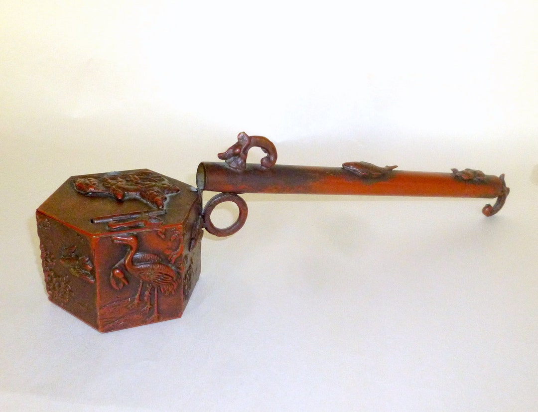 Antique Japan Travelers Yatate Bronze/copper Brush Holder & Inkpot ...