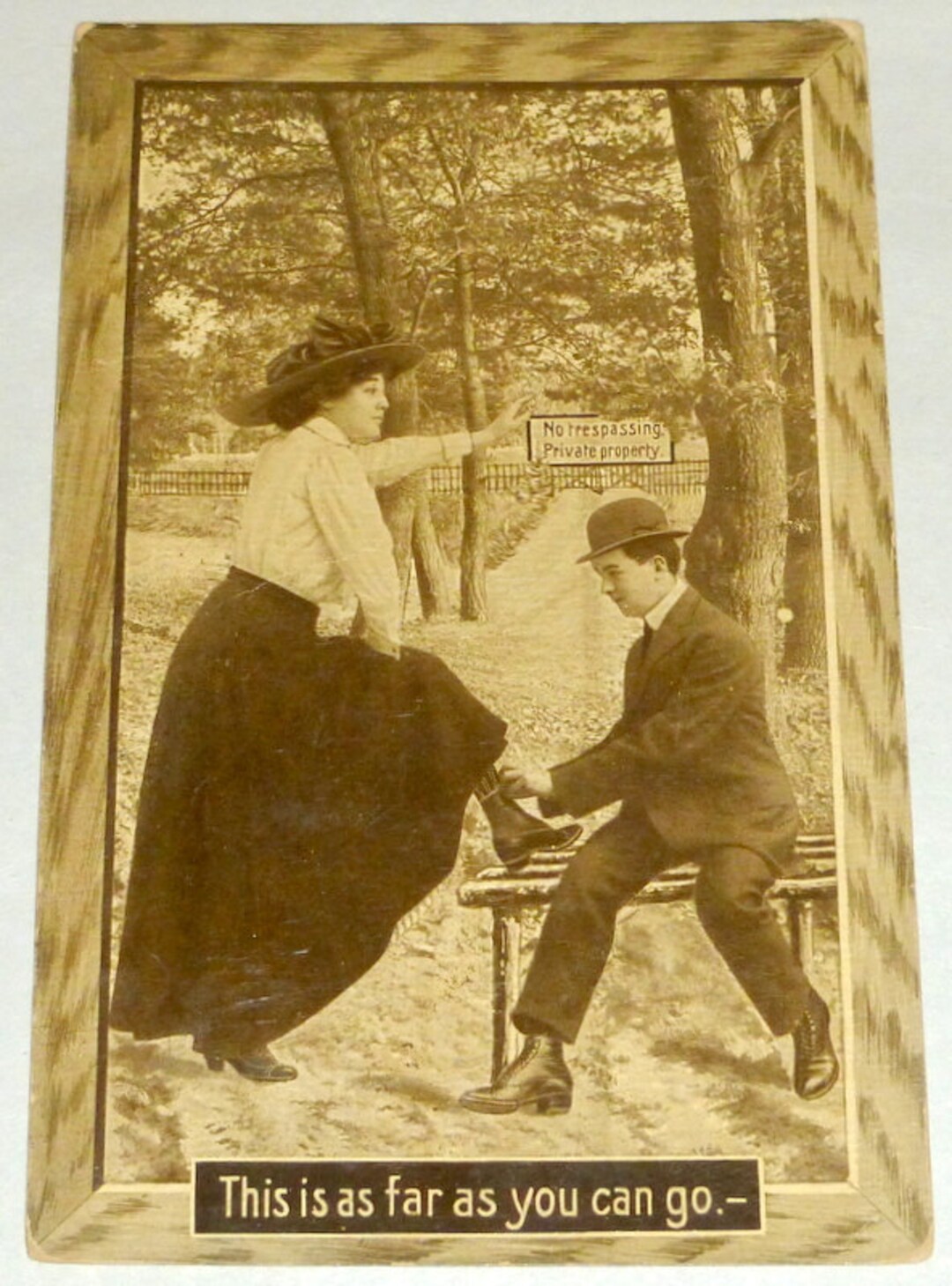 Antique 1910 Lovers Sepia Photo Postcard This is as Far as - Etsy