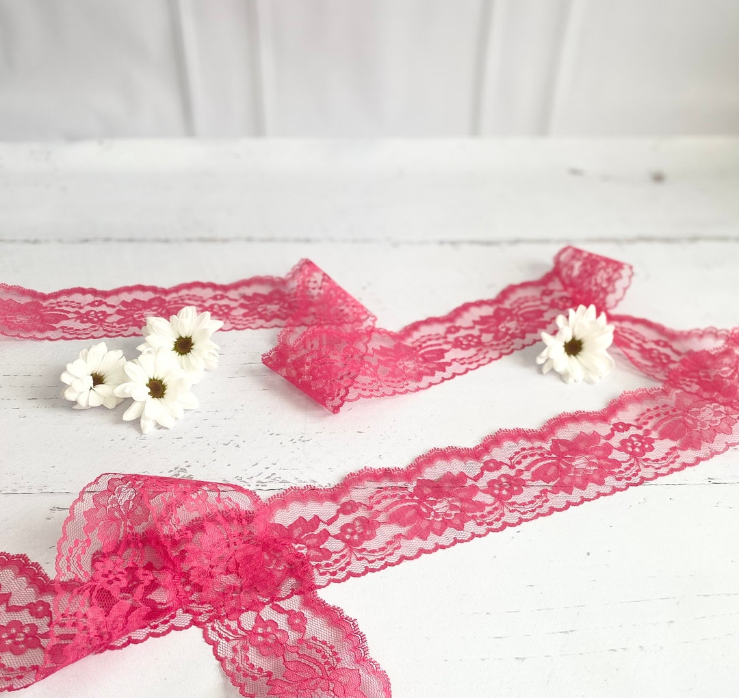 3" Wide DARK PINK Lace Trim by the Yard for DIY Projects - Apparel ...