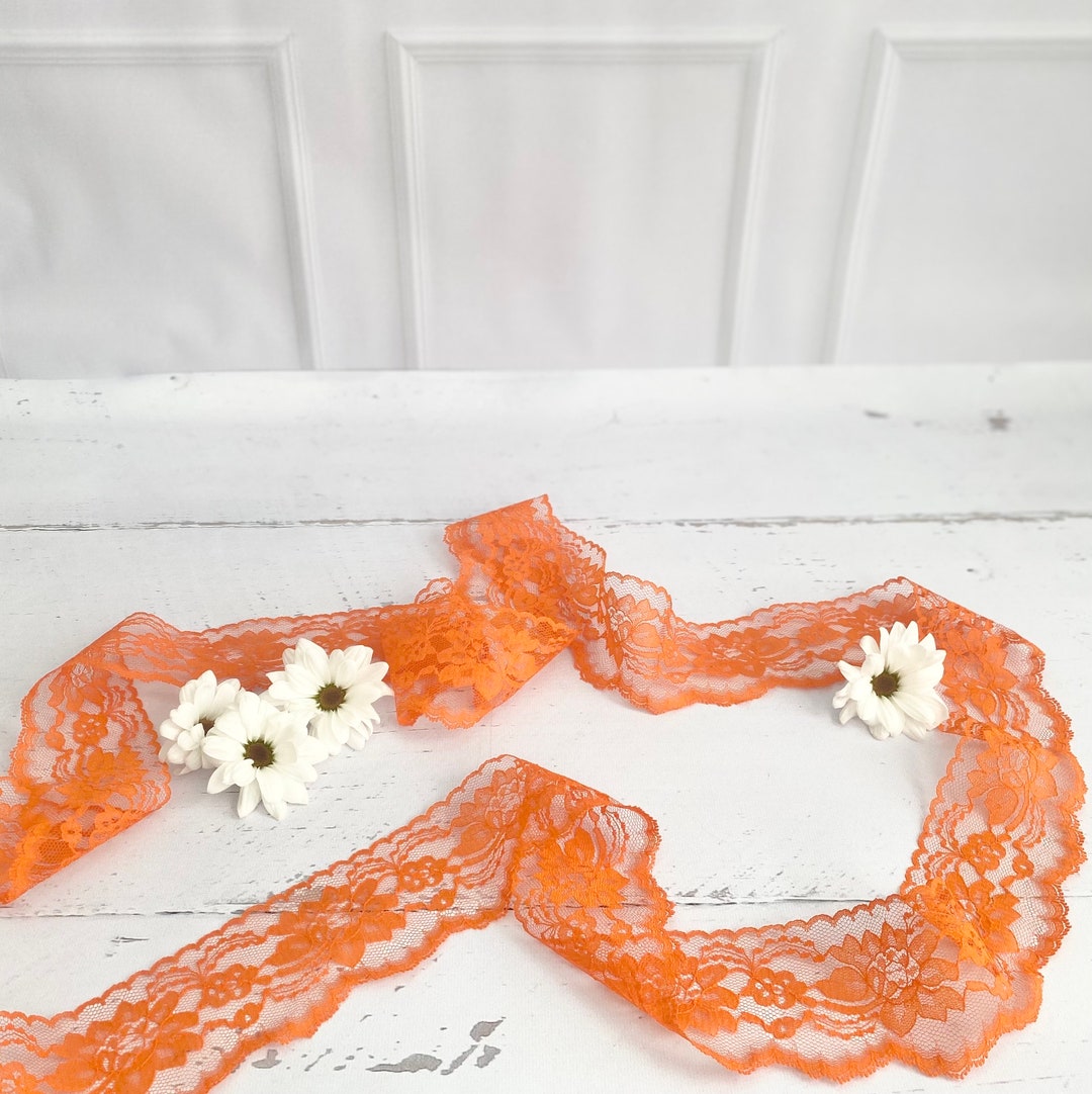 3" Wide ORANGE Lace Trim by the Yard for DIY Projects - Apparel ...