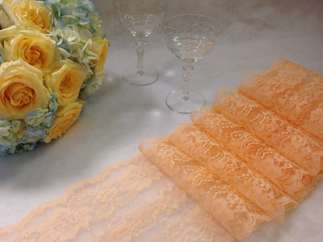 PEACH Lace Table Runner - 7.5" Width; Peach Wedding / Elegant Wedding ...