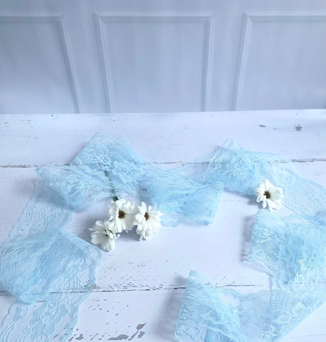 4" Wide LIGHT BLUE Lace Trim by the Yard for DIY Projects - Apparel ...