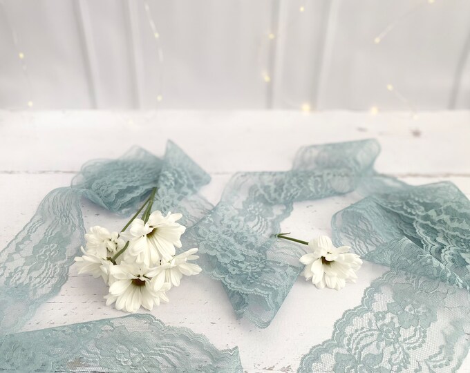 4 Wide DUSTY BLUE Lace Trim by the Yard for DIY Projects Apparel ...