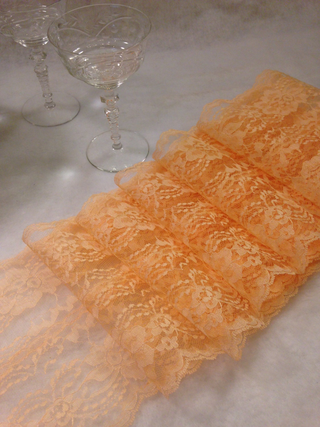 PEACH Lace Table Runner 7.5 Width Peach Wedding / - Etsy