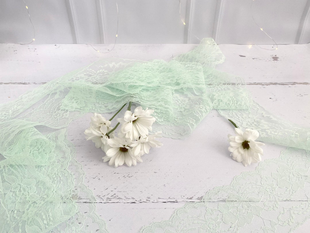 4" Wide LIGHT GREEN Lace Trim by the Yard for DIY Projects - Apparel ...