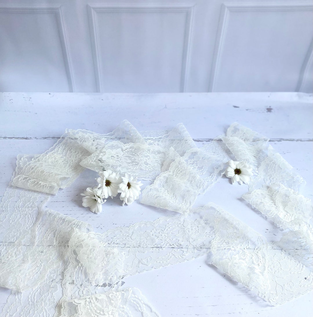 4" Wide IVORY Lace Trim by the Yard for DIY Projects - Apparel ...