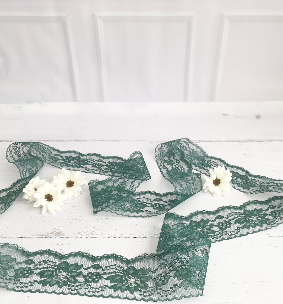 3" Wide FOREST GREEN Lace Trim by the Yard for DIY Projects - Apparel ...
