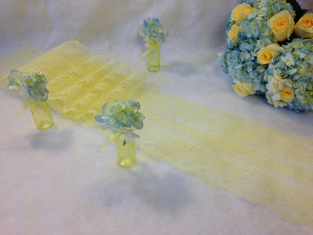 PALE MAIZE YELLOW Lace Table Runner - 7.5" Width; Yellow Wedding ...