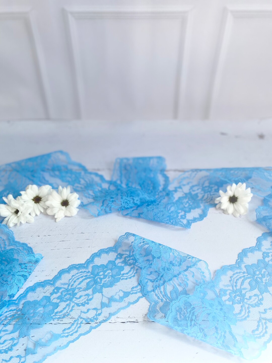 4 Wide BONNIE BLUE Lace Trim by the Yard for DIY Projects Apparel ...