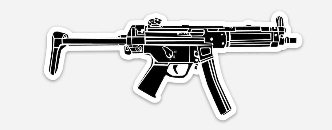 Killerbeemoto: Vinyl Sticker of an MP5 Carbine Hand Drawn Illustration ...