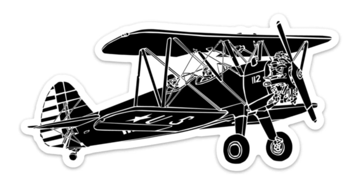Killerbeemoto: Vintage Stearman Biplane Airplane Vinyl Sticker ...