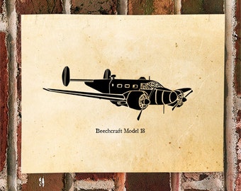 Beechcraft Model 18 front Beech 18 Decal, Model 18 Decal, Twin Beech ...