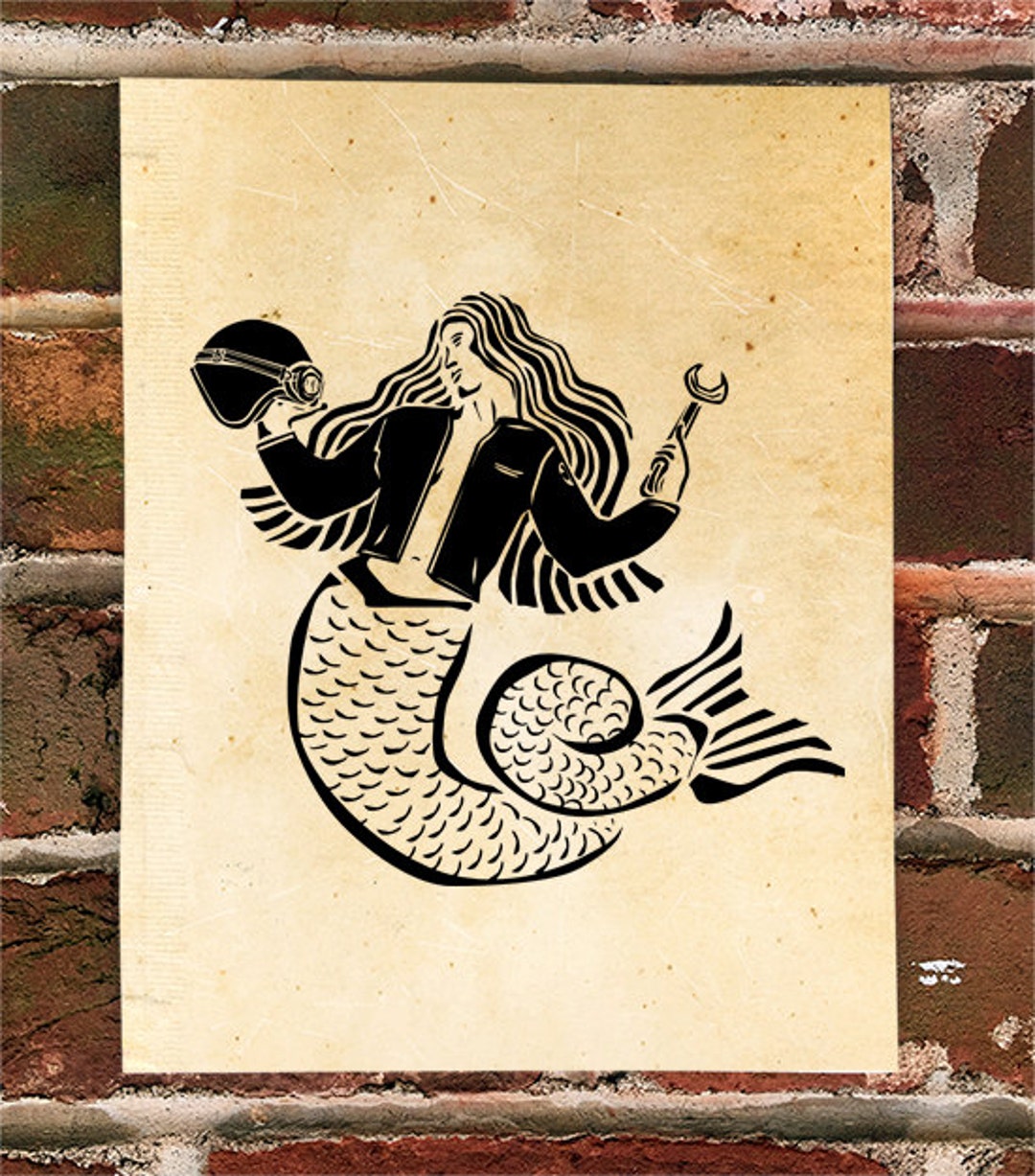 Killerbeemoto: Mermaid Motorcycle Mechanic Motorcycle Print 1 of 50 - Etsy