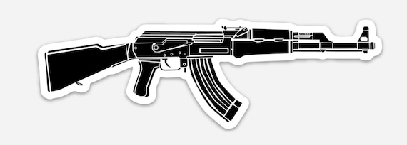 KillerBeeMoto: Vinyl Sticker of AK-47 Battle Rifle Hand Drawn | Etsy