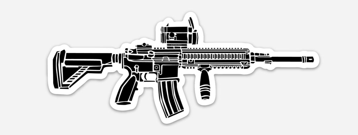Killerbeemoto: Vinyl Sticker of HK416 Carbine Hand Drawn - Etsy