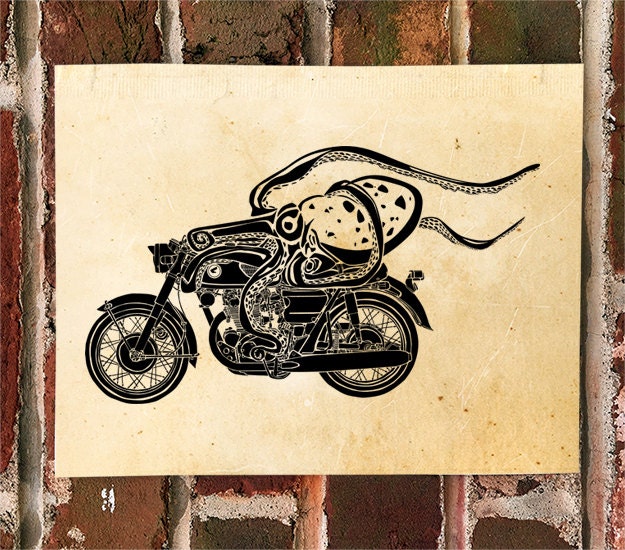 Killerbeemoto: Dangerous Octopus on bomber Cafe Racer Motorcycle ...