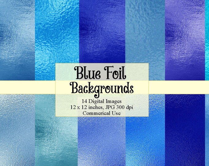 Blue Foil Digital Paper, Foil Textures, Shimmer, Printable Backgrounds ...