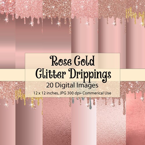 Rose Gold Dripping Glitter Digital Paper Glitter Backgrounds - Etsy