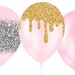 Blush Pink and Navy Blue Balloons Clipart, Glitter Balloon PNG Digital ...