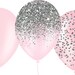 Blush Pink and Navy Blue Balloons Clipart, Glitter Balloon PNG Digital ...