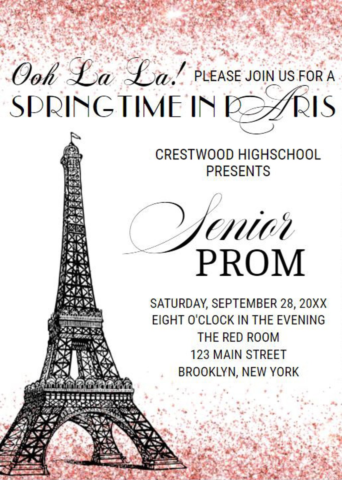Paris Eiffel Tower Prom Invitation Digital INSTANT DOWNLOAD - Etsy