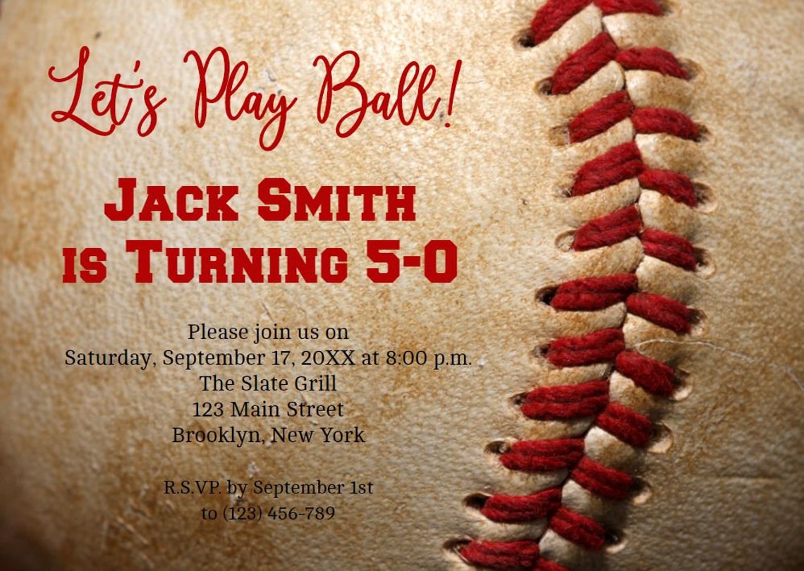 Baseball Birthday Invitation Party Surprise Birthday Invite | Etsy