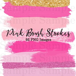 Pink Gray Brush Strokes Clip Art 38 Hand Painted Pink Glitter Foil ...