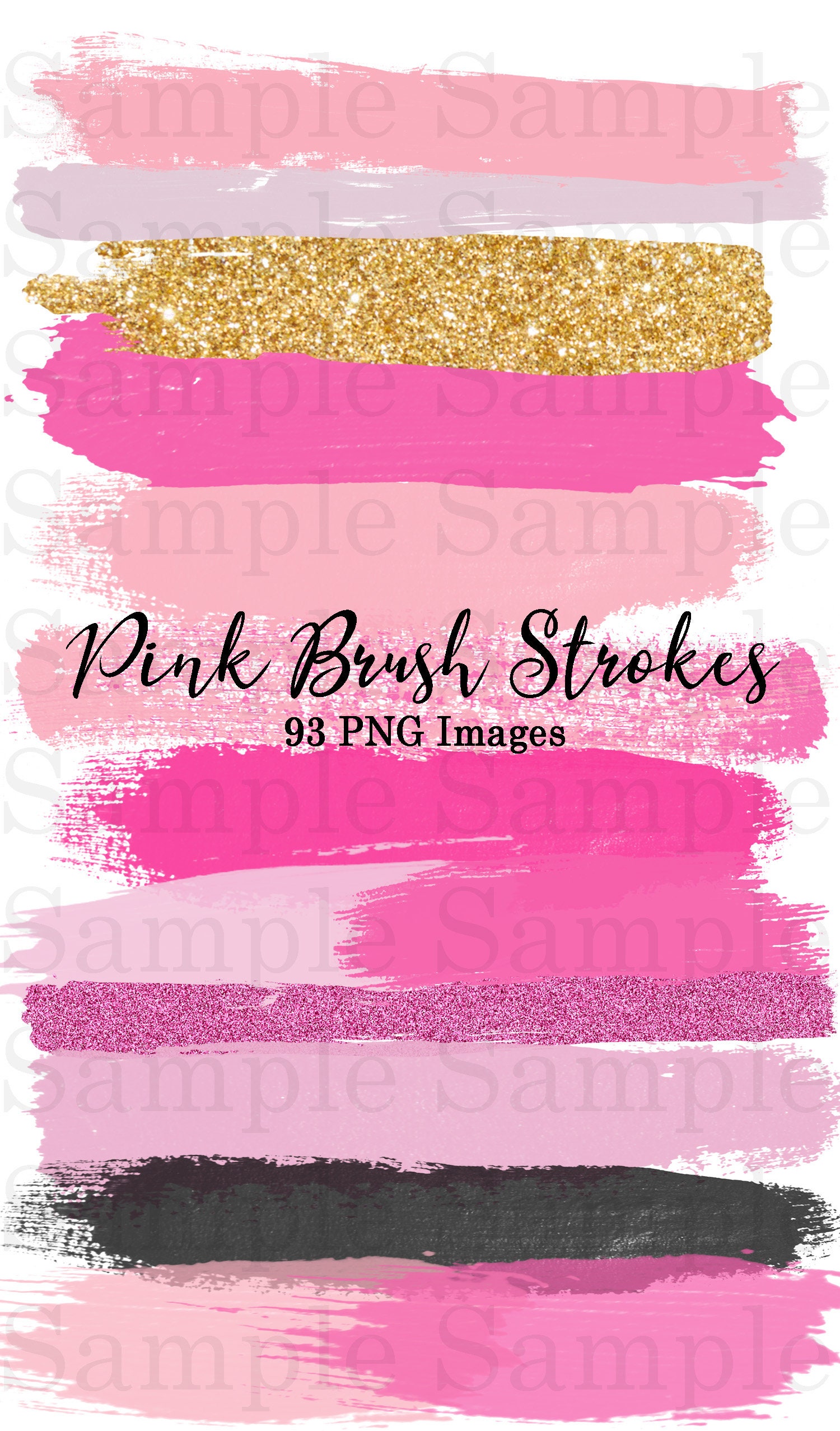 Pink Gray Brush Strokes Clip Art #38 Hand Painted Pink Glitter Foil ...