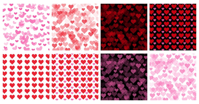 Hearts Clipart and Digital Paper Bundle Backgrounds and | Etsy
