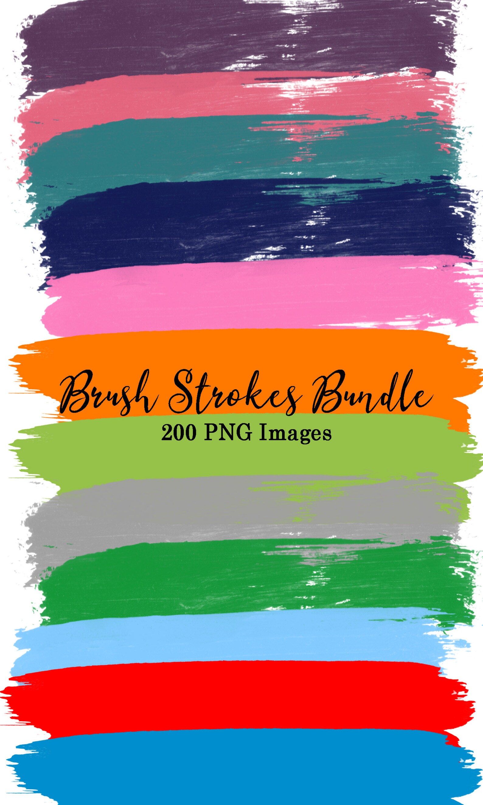 Brush Strokes Clip Art Bundle 200 PNG Images Foil Marble | Etsy